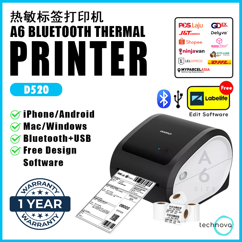 【iOS/Android】D520 Thermal Printer Bluetooth+USB phone fast printing ...