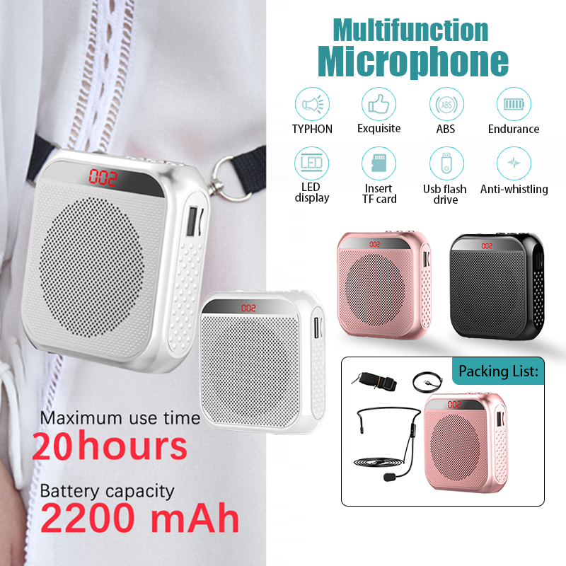 Portable Mic Wireless Microphone Loud Speaker Voice Amplifier Megaphone ...