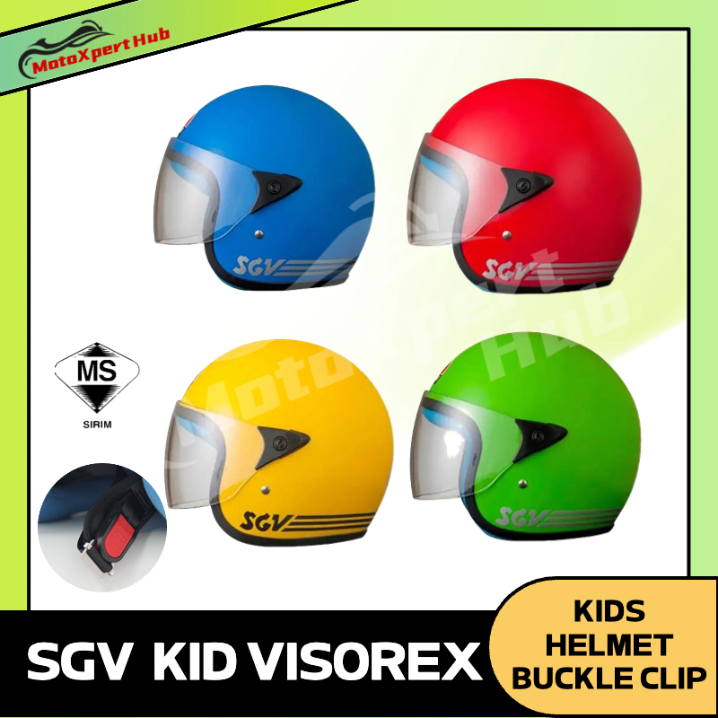 SGV Kids Visorex Helmet sgv budak topi keledar buckle clip blue green ...