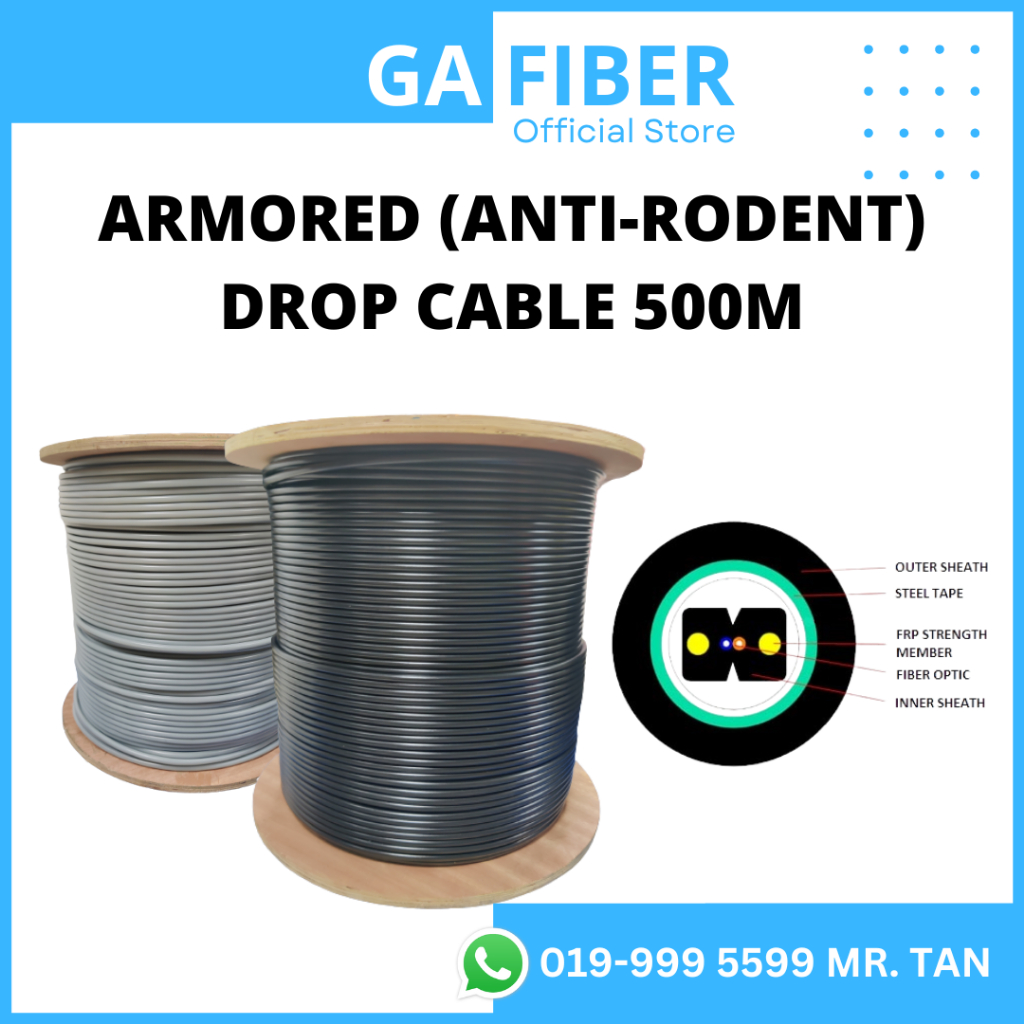 Armored Fiber Optic Cable (Anti-Rodent) UG 2Core - 500m | Shopee Malaysia