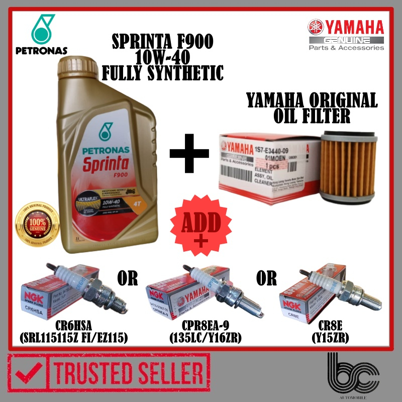 PETRONAS SPRINTA F700 F900 MOTOR OIL + YAMAHA OIL FILTER + NGK PLUG ...