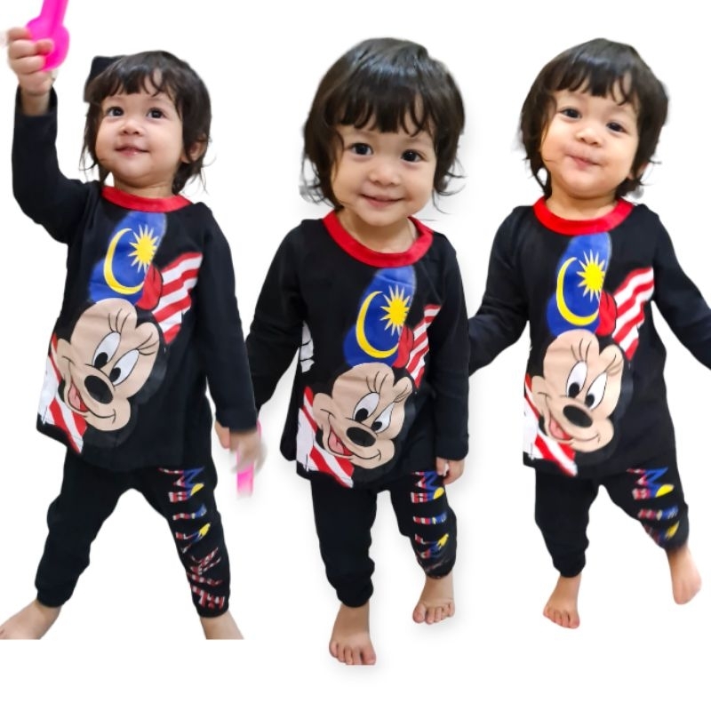 SET BAJU PYJAMAS TEMA MALAYSIA/MERDEKA KANAK-KANAK 1-6 TAHUN CARTOON ...