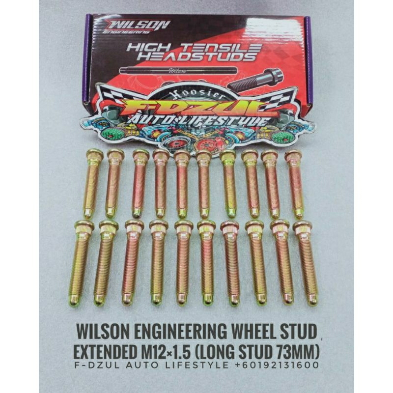 Wilson Engineering Extended Long Wheel Stud M12 × 1.5 (73MM) Proton Mitsubishi Toyota Honda ...
