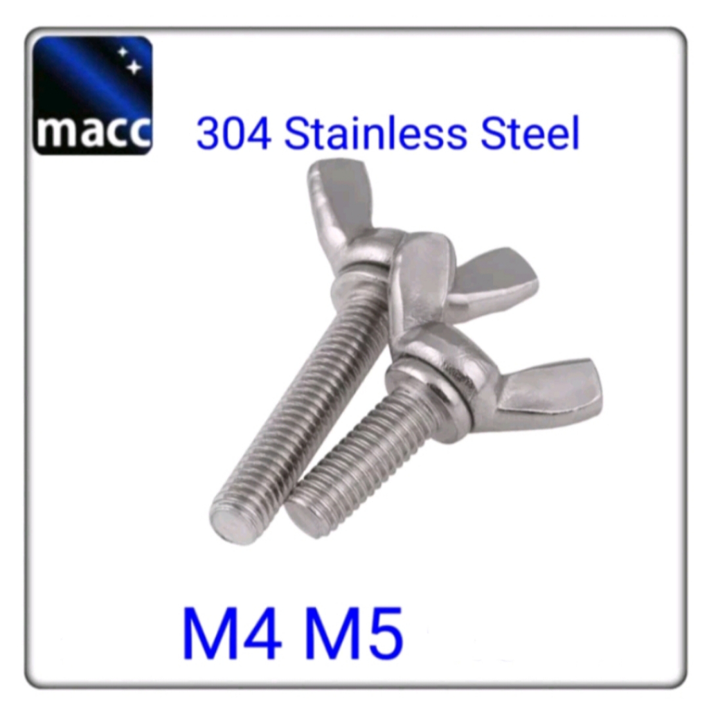 304 Stainless Steel M4 M5 6mm~50mm Butterfly Screw Butterfly Screw (1pc ...