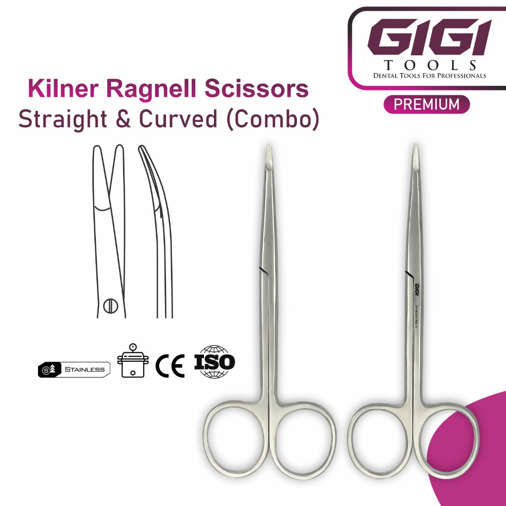 GIGI Tools Kilner Ragnell Scissor Sharp and Smooth 12cm Straight/Curved ...
