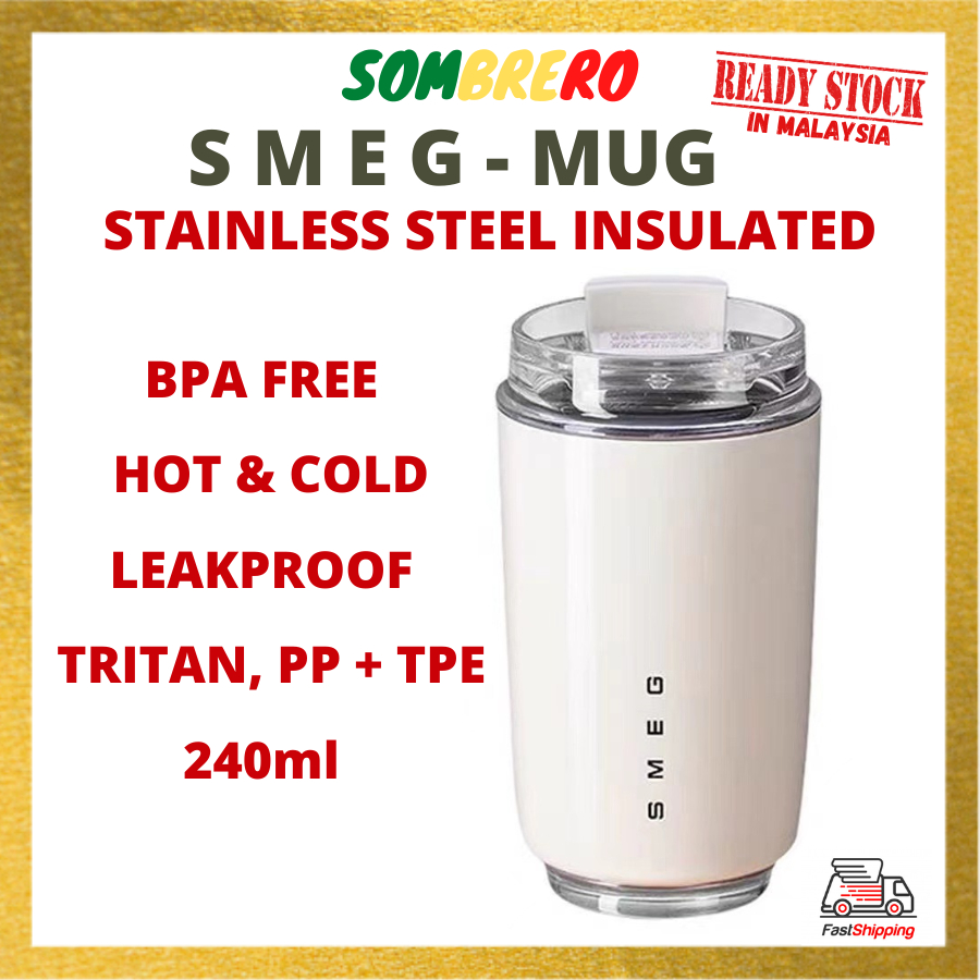 Smeg Wall Mug Cup Stainless Steel Thermal Insulated Leakproof Dual Use