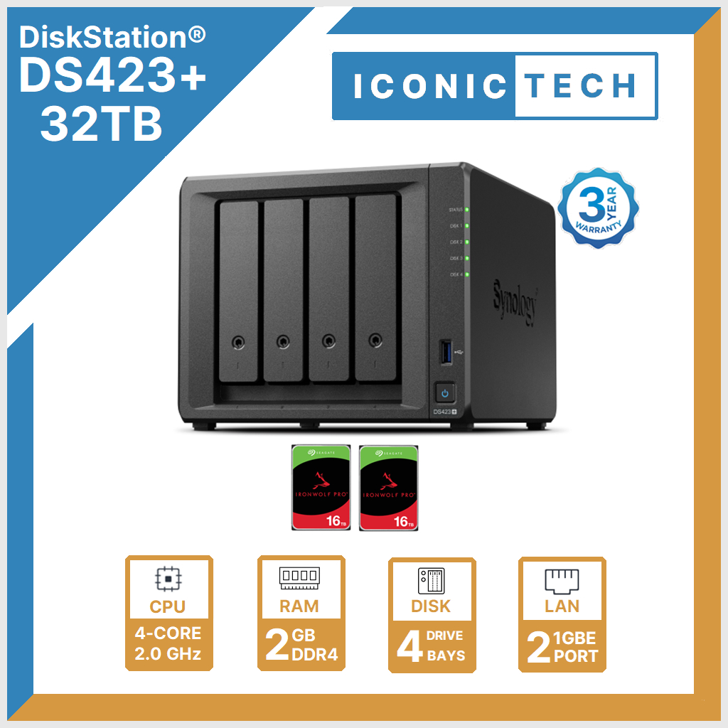 Ironwolf Pro 32TB~64TB Synology DiskStation DS423+ Default 2GB Ram 4 ...