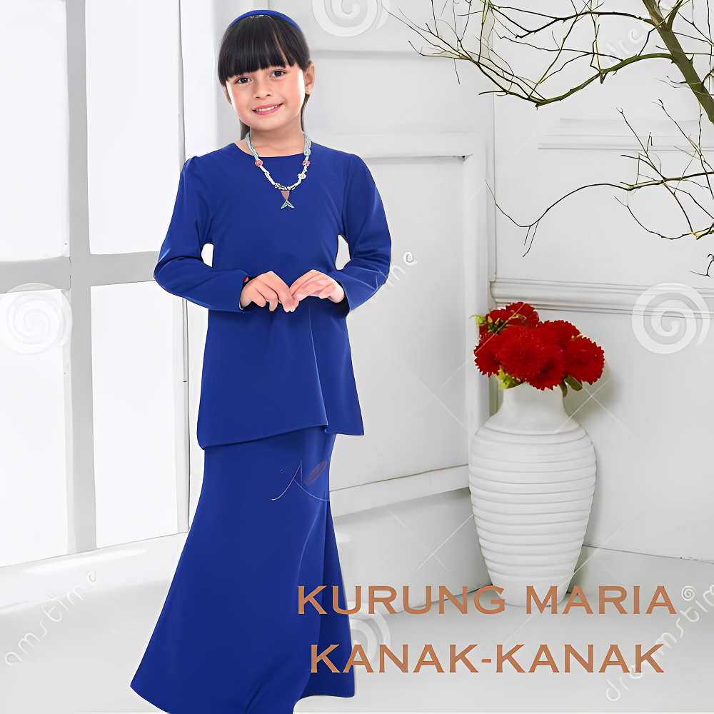Kids Baju Kurung kanak-kanak Maria Pesak Pahang Plain Kosong Murah ...
