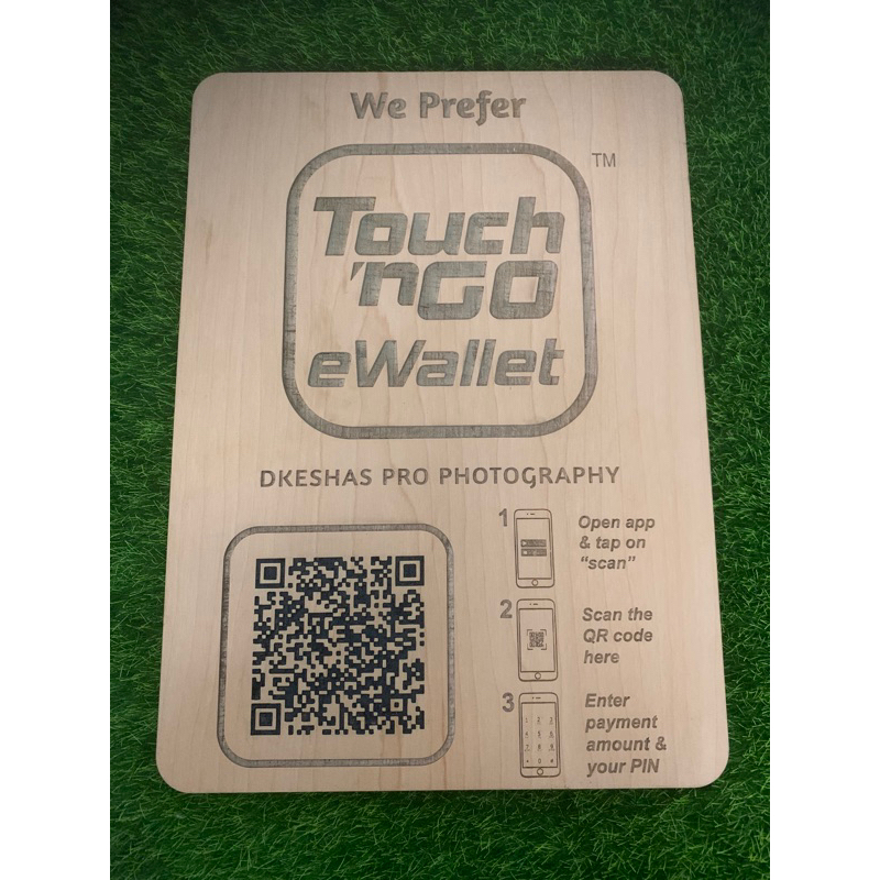 EWALLET QR CODE MAE / Maybank QRPAY/ TNG/ Grab Pay WOOD LAMINATE ...