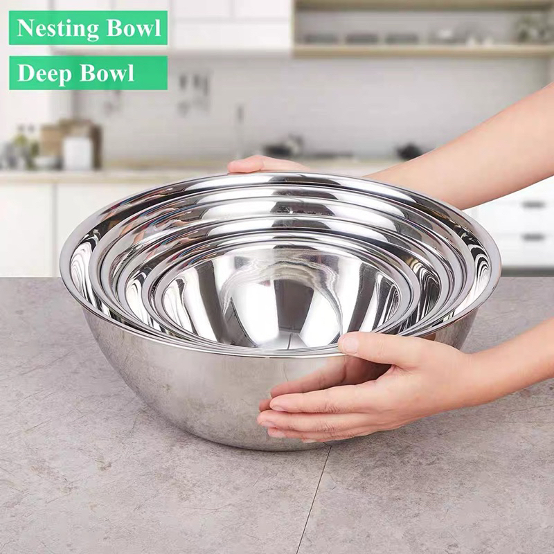 Stainless Steel Mixing Bowl Bakeware Flour Basin Salad Bowl Steamer ...