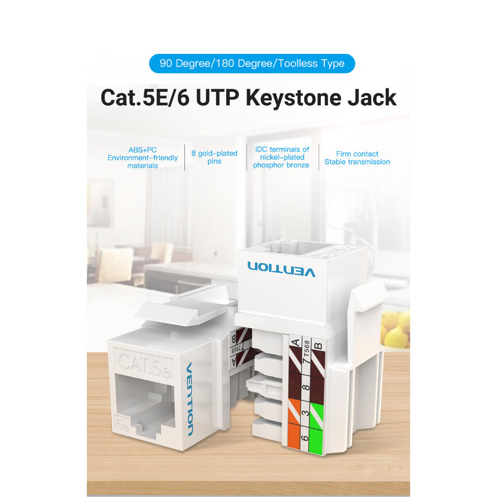 Vention CAT6 RJ45 UTP Keystone Jack Module LAN Cable Ethernet Network ...