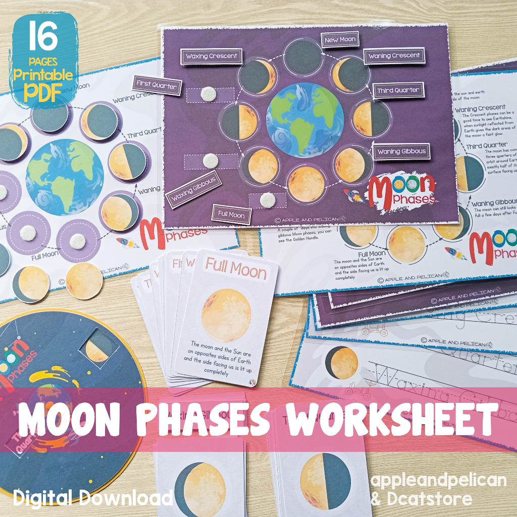 [SOFTCOPY] Moon Phases Activity Worksheet Outer Space Preschool, Kids ...