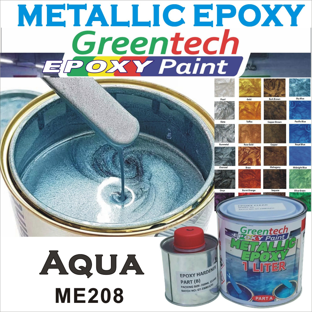 ME208 AQUA ( Metallic Epoxy Paint ) 1L METALLIC EPOXY FLOOR EPOXY ...