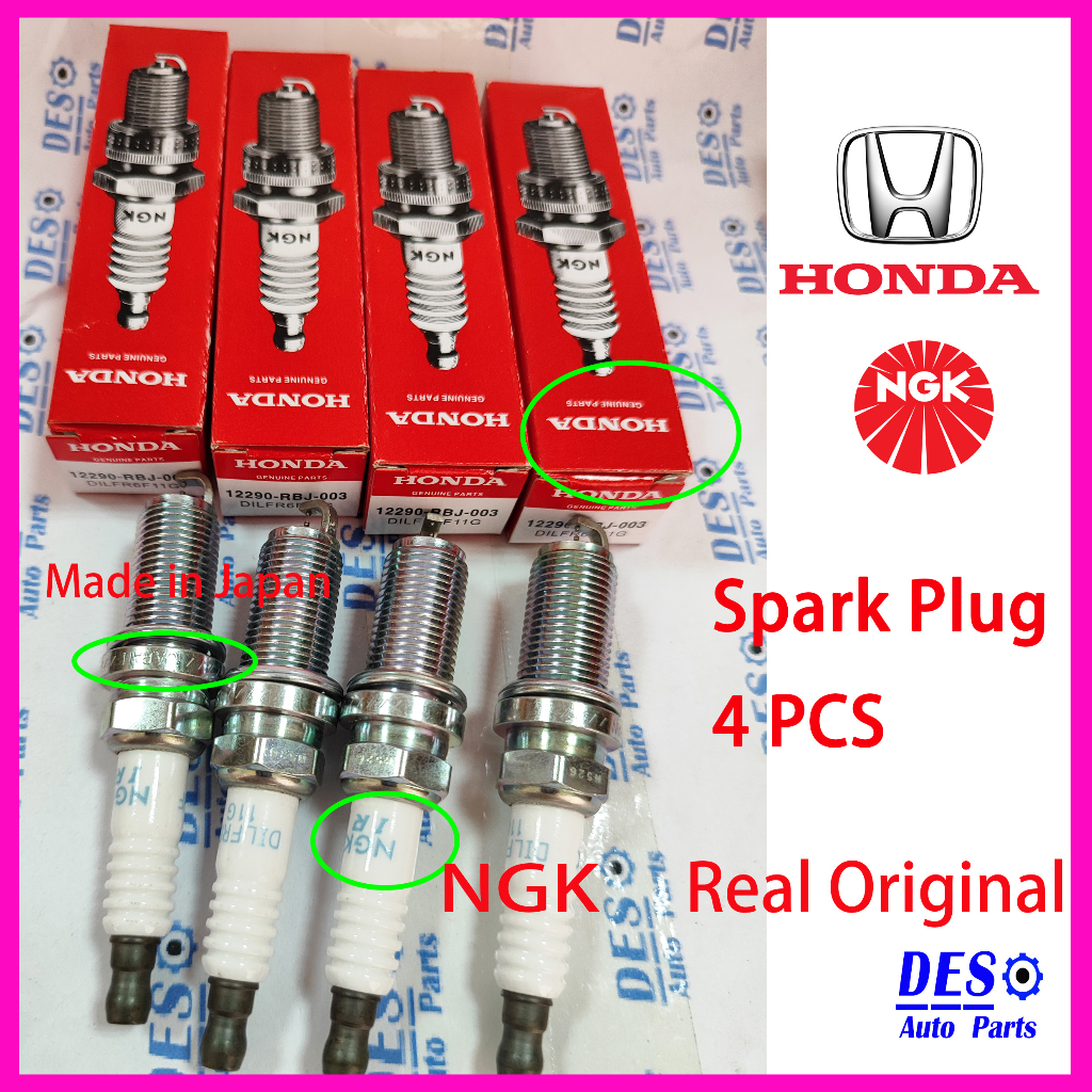 Honda NGK Spark Plug 4pcs (DILFR6F1)12290-RBJ-003 JAZZ TFO (HYBRID ...
