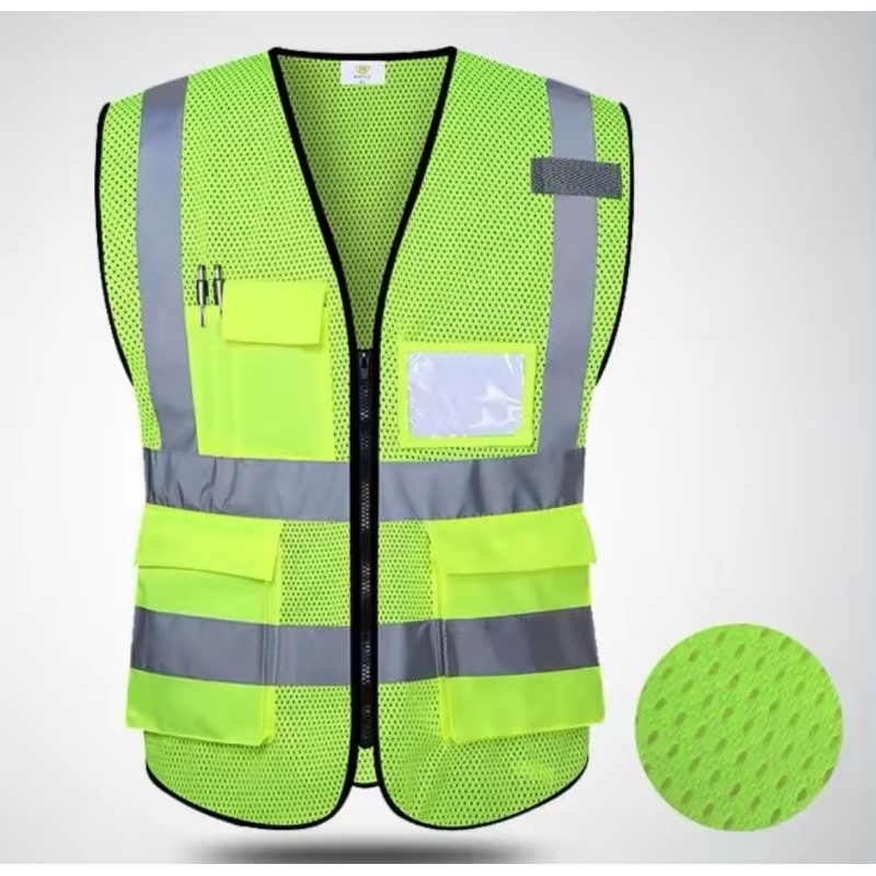 REFLECTIVE SAFETY VEST HIGH VISIBILITY POCKETS JENIS BERLUBANG WITH ...