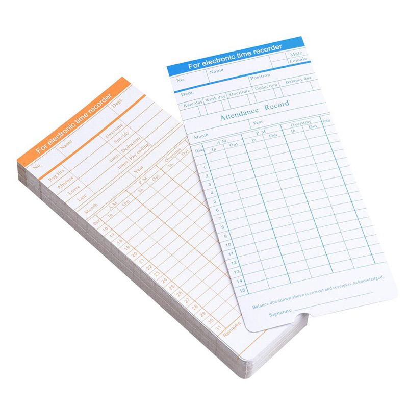 Time Recorder Punch Card/ Clocking Card 100 Pcs | Shopee Malaysia