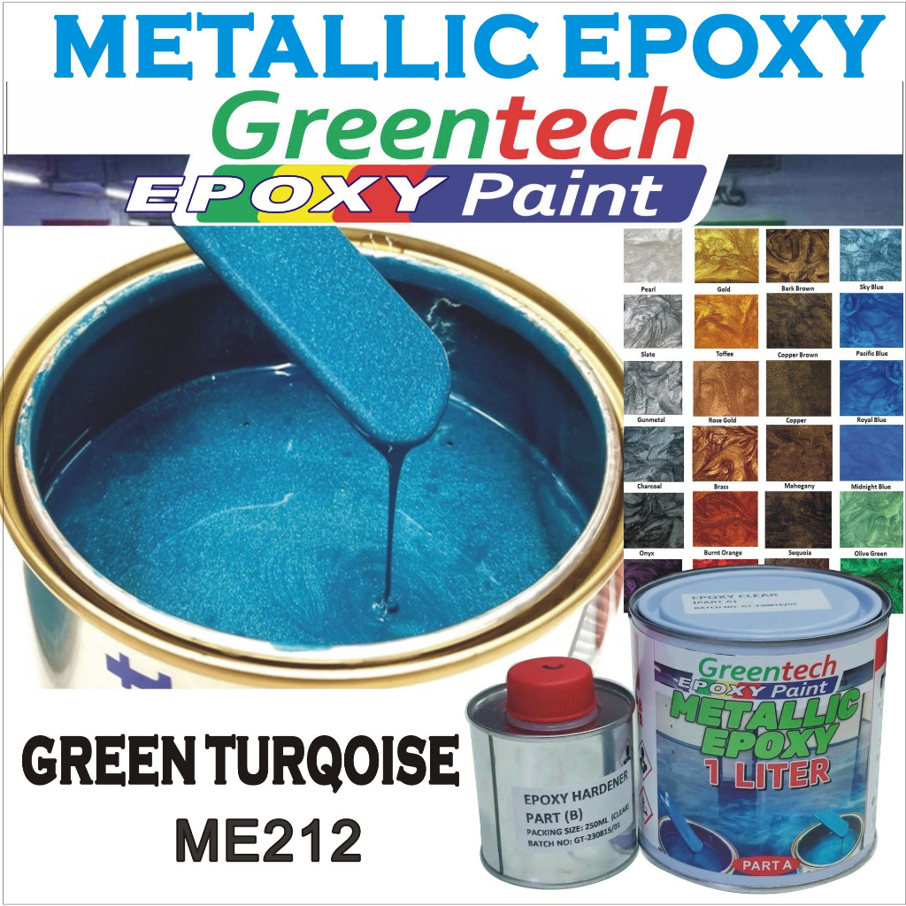 ME212 GREEN TURQOISE ( Metallic Epoxy Paint ) 1L METALLIC EPOXY FLOOR ...