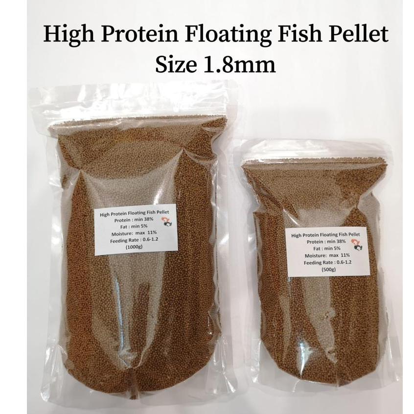 High Protein Floating Fish Pellet 1.8mm/ 高蛋白质上浮颗粒鱼饲料适用于任何金鱼，神仙鱼，血鹦鹉，花罗汉 ...