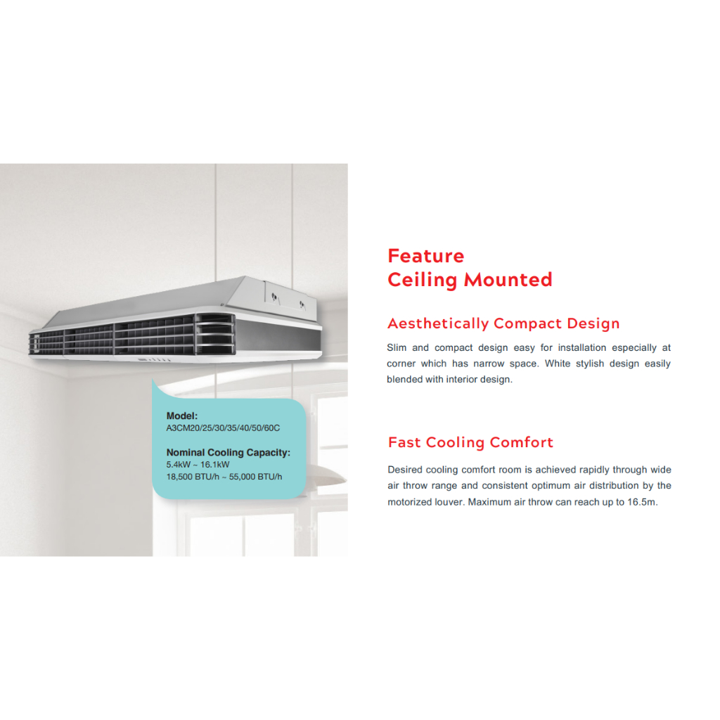 ACSON CEILING MOUNTED 2HP / 2.5HP / 3HP / 3.5HP NON INVERTER AIR-CONDITIONER R32 C-SERIES ...
