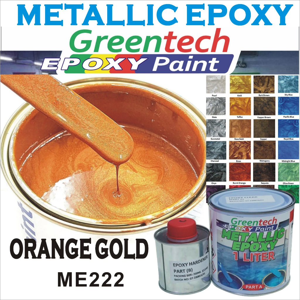 ME222 ORANGE GOLD ( Metallic Epoxy Paint ) 1L METALLIC EPOXY FLOOR ...