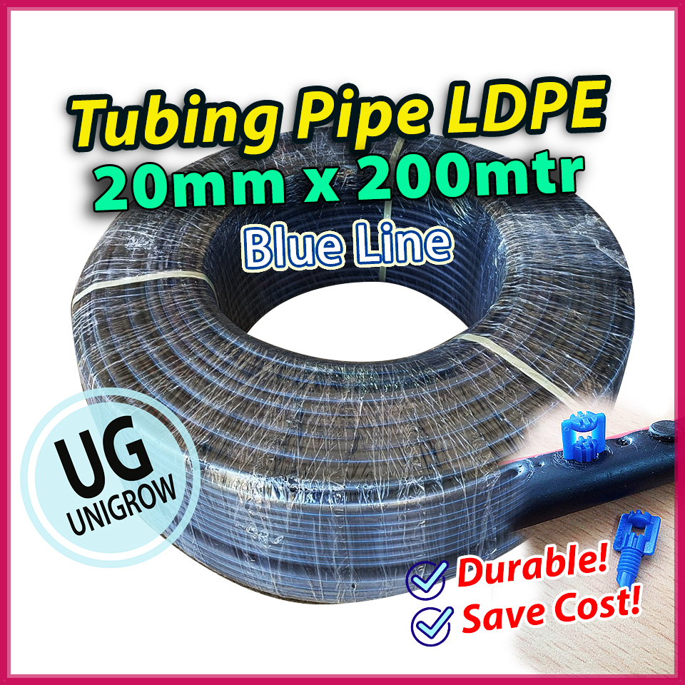 (16mm x 300m) (20mm x 200m) Tubing Pipe LDPE Hitam line biru dan merah ...