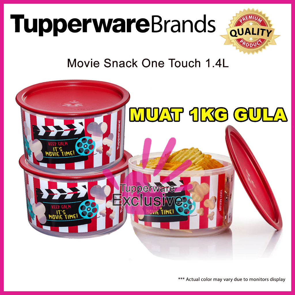Tupperware Brands Movie Snack One Touch freshness snacks longer Air Tight Container Bekas Susu ...