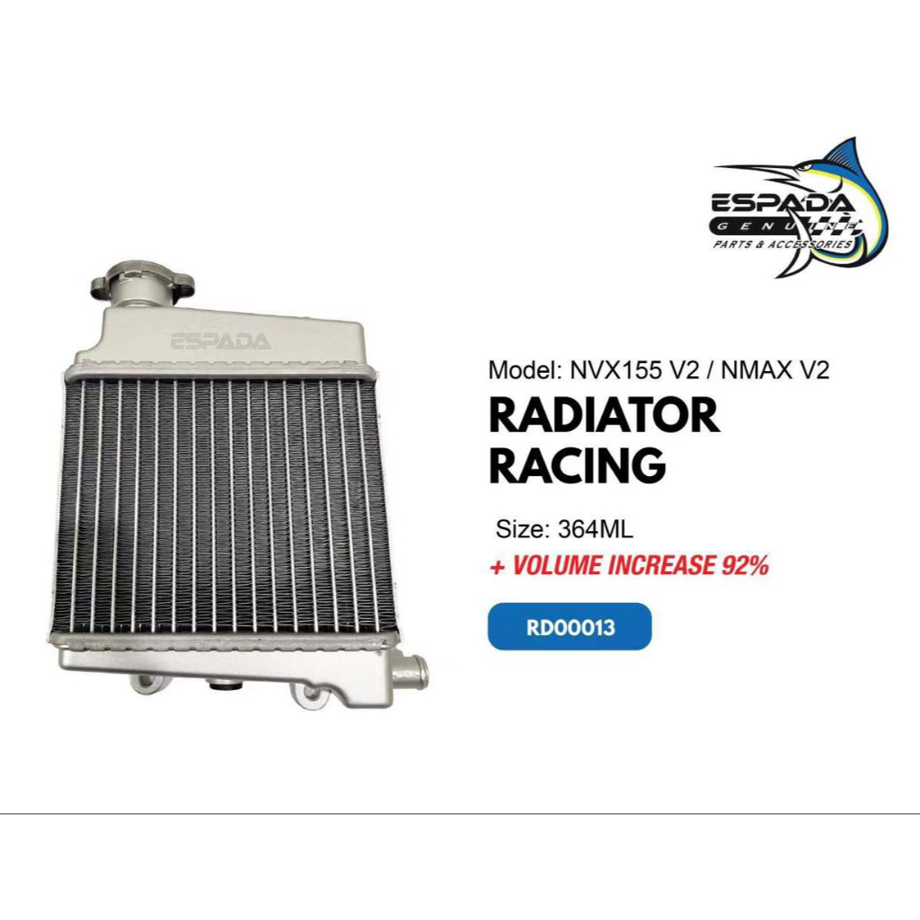 ESPADA RACING RADIATOR ( UPGRADE BIGGER RADIATOR ) 364ML NVX155 V2 ...