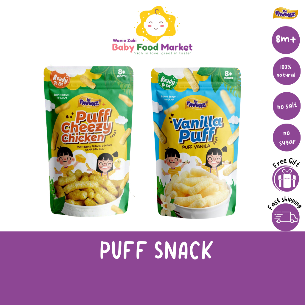 FAWWAZ Puff Cheezy Chicken Snack Baby Finger Food l Snek Bayi 40g (8m ...