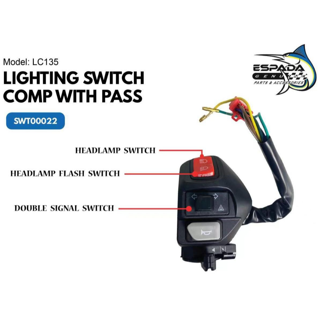 ( DOUBLE SIGNAL SWITCH ) ESPADA LC135 & LC 135 SWITCH COMP / HEAD LAMP ...