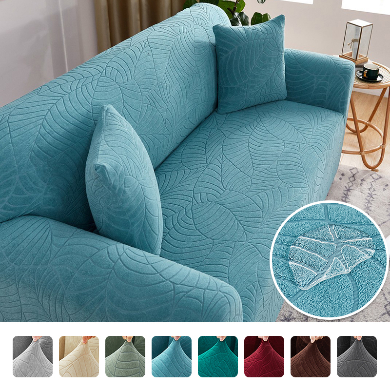 Premium Embossed Leaf Pattern Sofa Cover Waterproof Elastic Stretchable ...