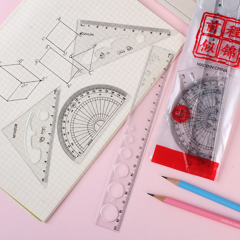 4 in 1 Transparent Straight Ruler Student Acrylic Ruler Pembaris ...