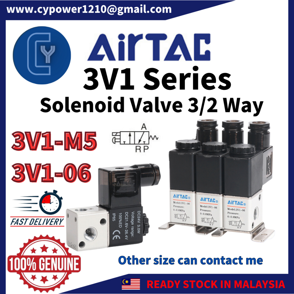 AirTAC 3V1 Series 3V1-M5 3V1-06 Solenoid Valve Pneumatic 3/2 Way Solenoid Valve | Shopee Malaysia