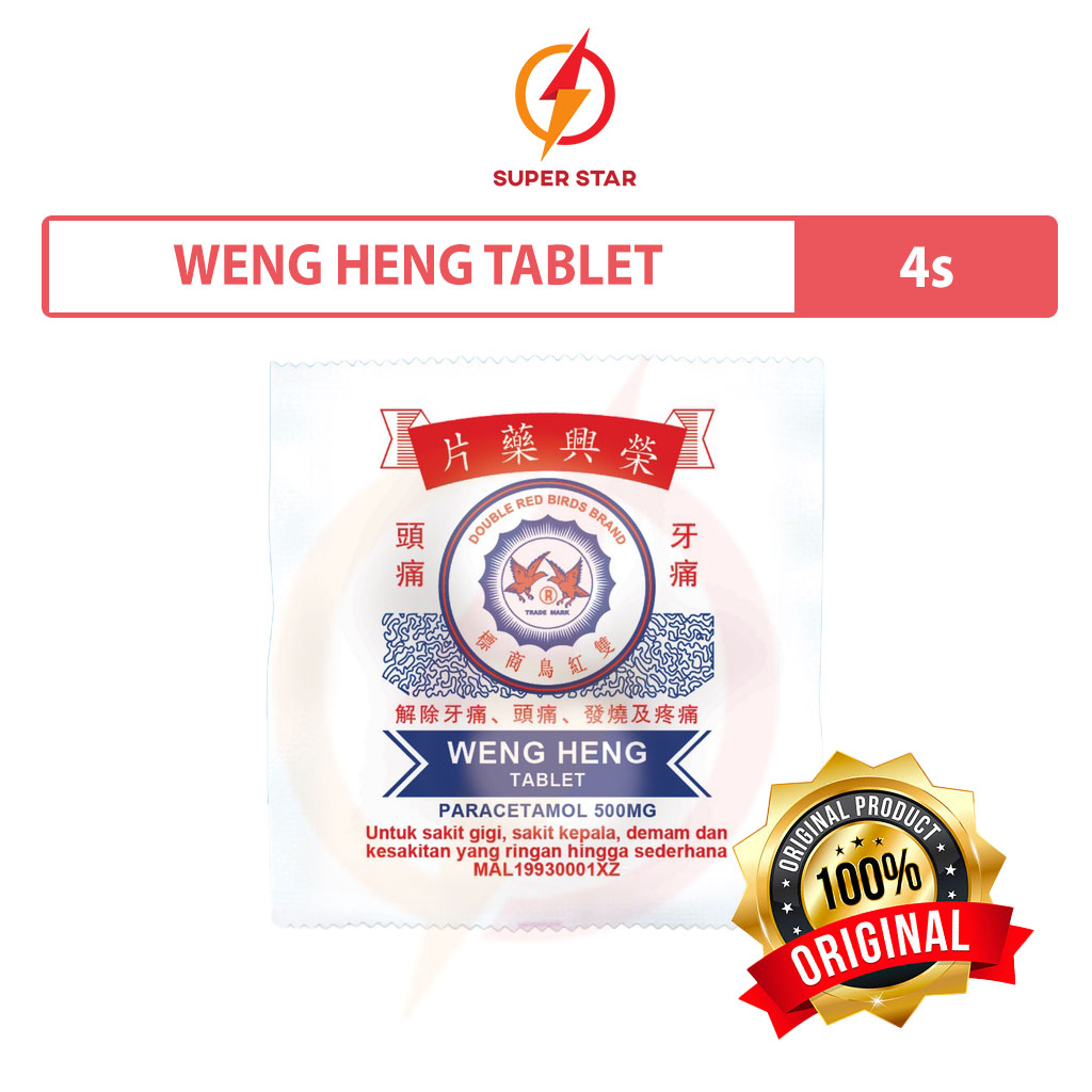 Weng Heng Tablet Paracetamol 500mg 4s (Untuk Demam/Sakit Gigi) | Shopee ...