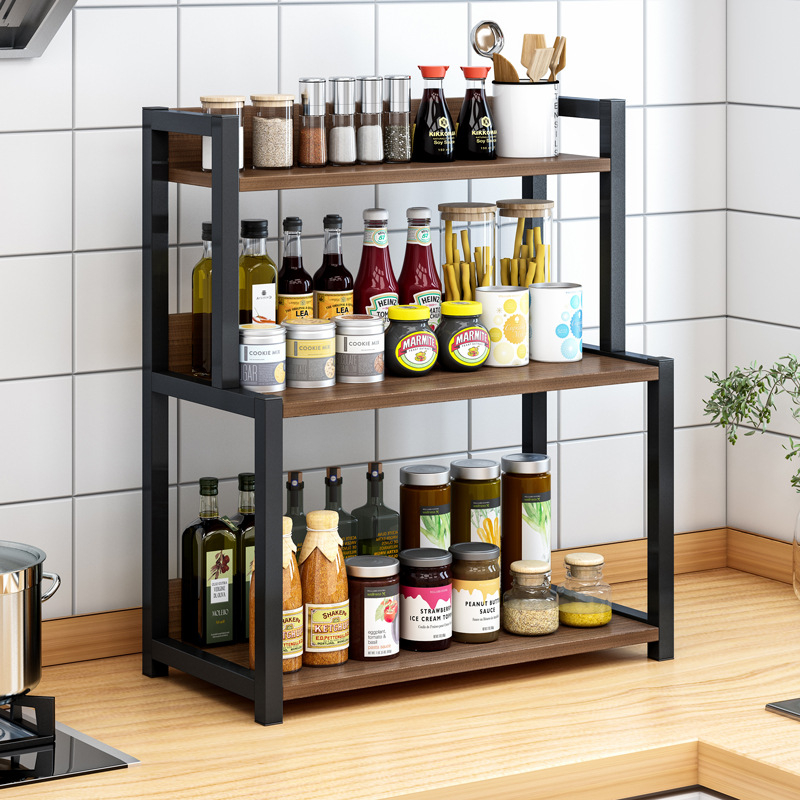 Kitchen rack seasoning rack countertop multi-layer soy sauce bottle ...
