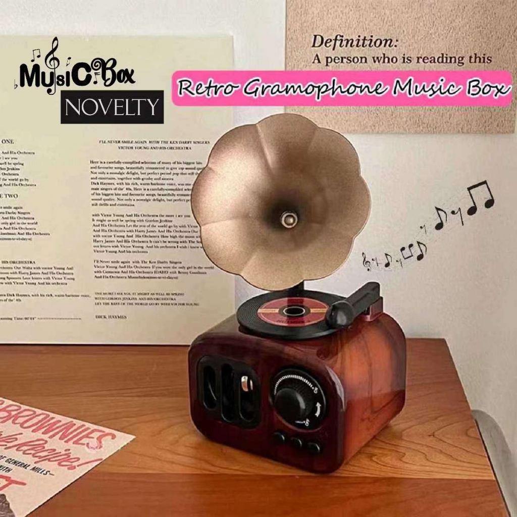 Retro Gramophone Music Box Kotak Muzik Comel Home Decoration Ornament ...