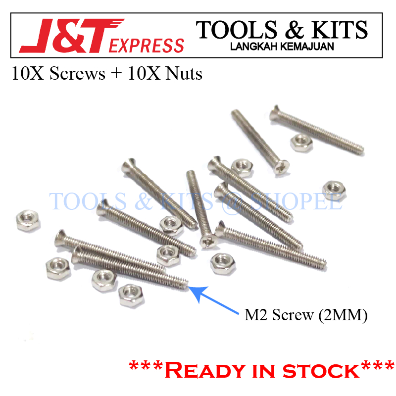 M2 10X Screws & Nuts 1CM/2CM Long for Small DC Motor Fixing Bracket DIY ...