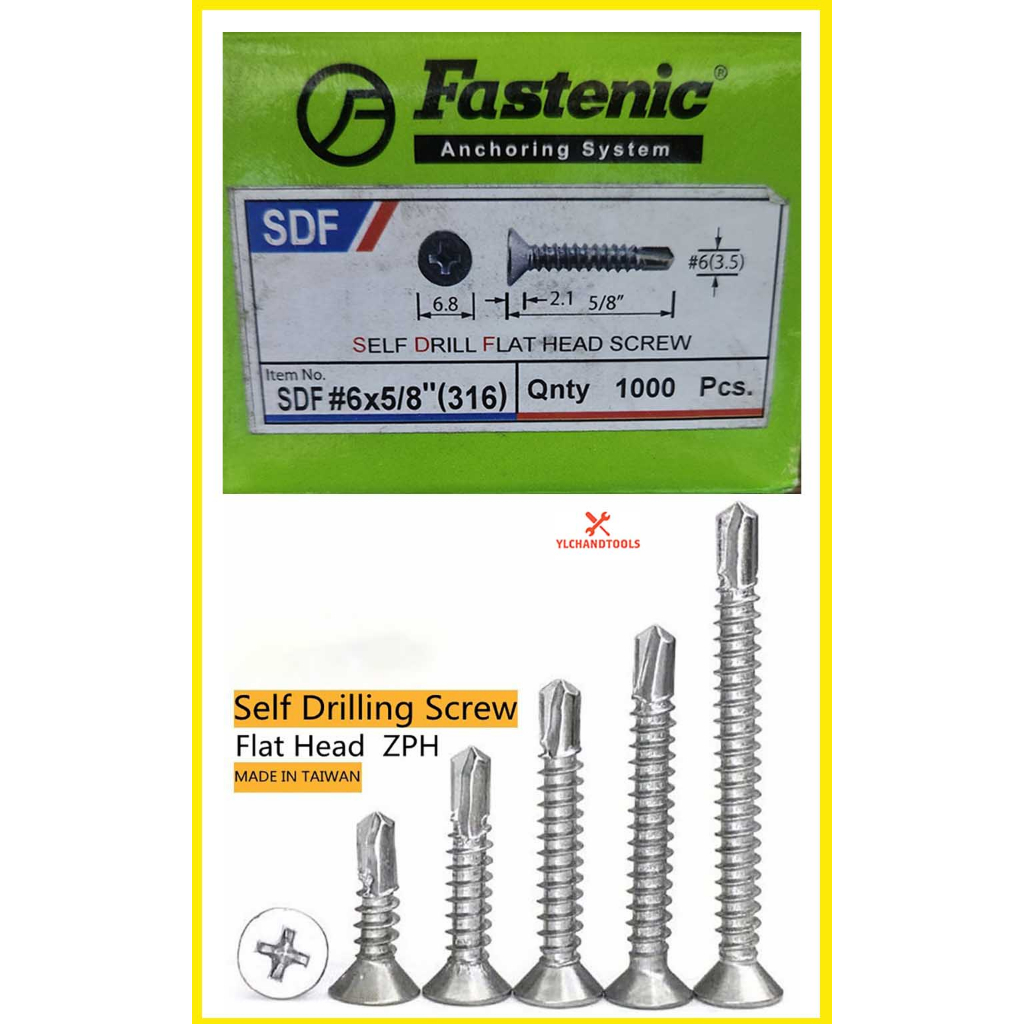 * FASTENIC * FLAT HEAD SELF DRILLING SCREW/ SCREW BESI BUMBUNG (1000PC ...