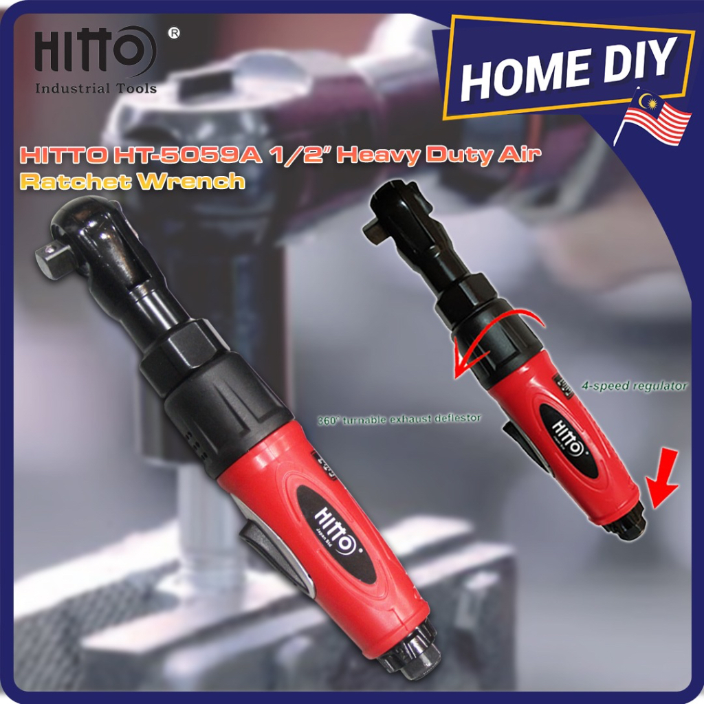 HITTO HEAVY DUTY HT-5059A 1/2” TWIN HAMMER AIR IMPACT RATCHET / IMPACT WRENCH *100% ORIGINAL ...
