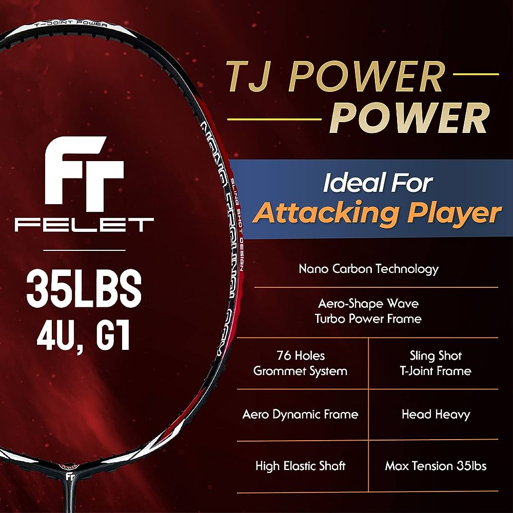 FELET TJ POWER POWER ( FOC STRING + STRINGGING + GRIP ) BADMINTON ...