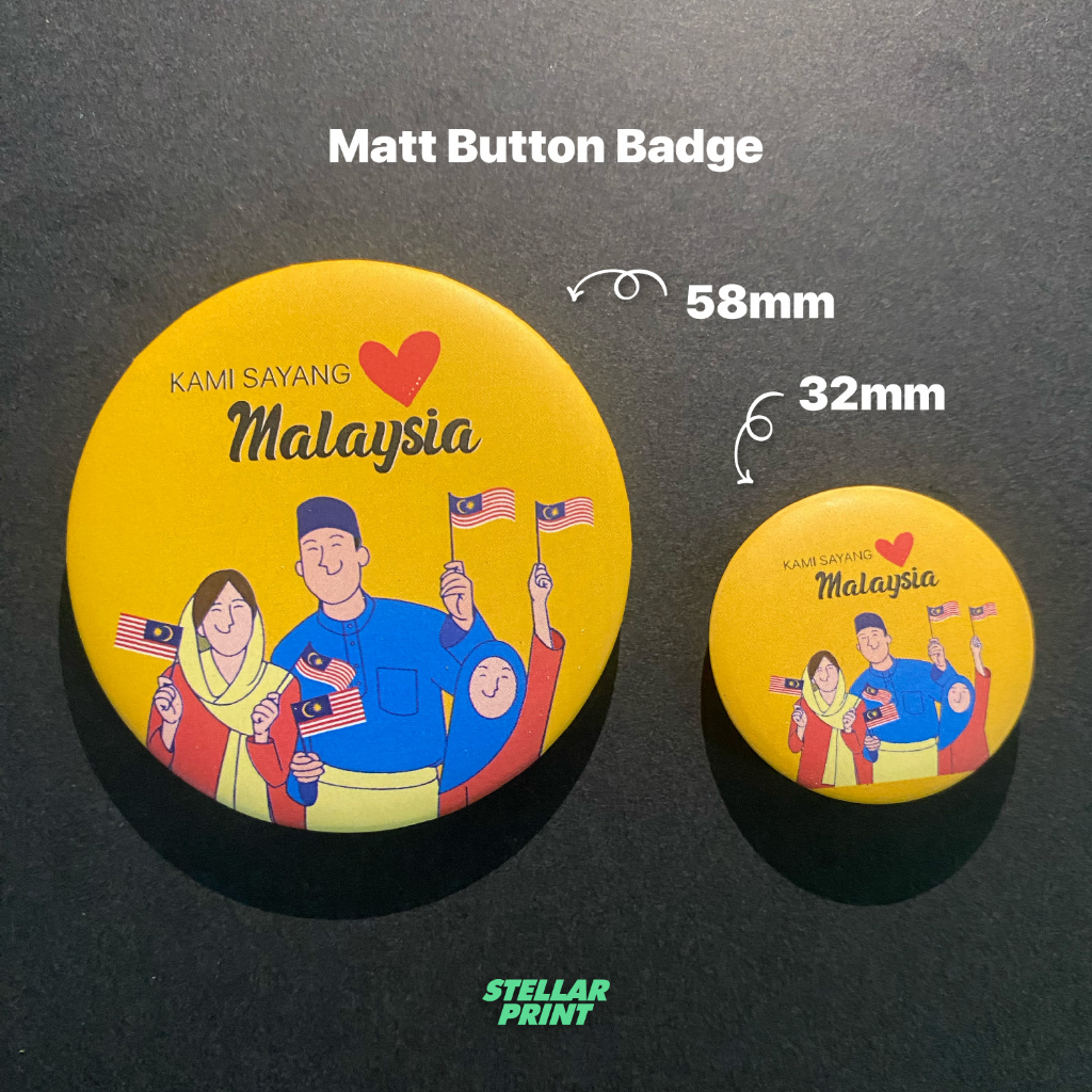 Matt Button Badge Merdeka & Hari Malaysia 2023 - 58mm & 32mm | Shopee Malaysia