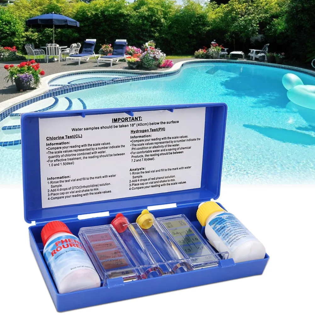 Swimming Pool Tester PH Chlorine Water Quality Test Kit Swimming Pool ...
