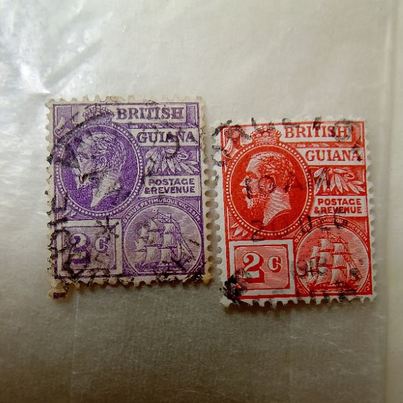 GA06 rare and old British Guiana king Henry era 2v miniature stamps ...