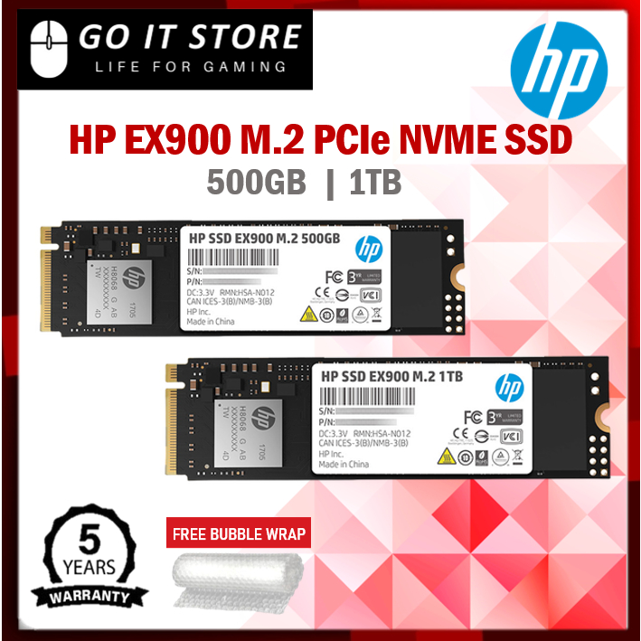 HP EX900 M.2 PCIe 3.1X4 Nvme 3D TLC NAND SSD (500GB / 1TB) | Shopee ...