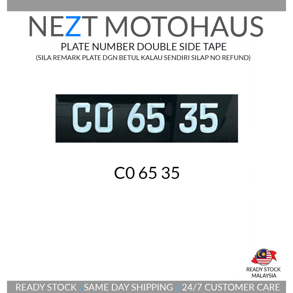 NOMBOR PLATE ANGKA MOTOSIKAL NUMBER PLATE ANGKA DOUBLE SIDED TAPE ...