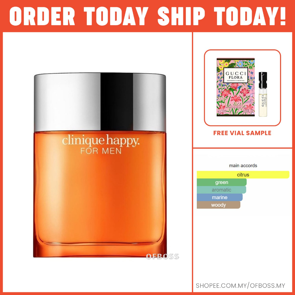 CLINIQUE HAPPY COLOGNE POUR HOMME EAU DE TOILETTE EDT 100ML FOR MEN ...