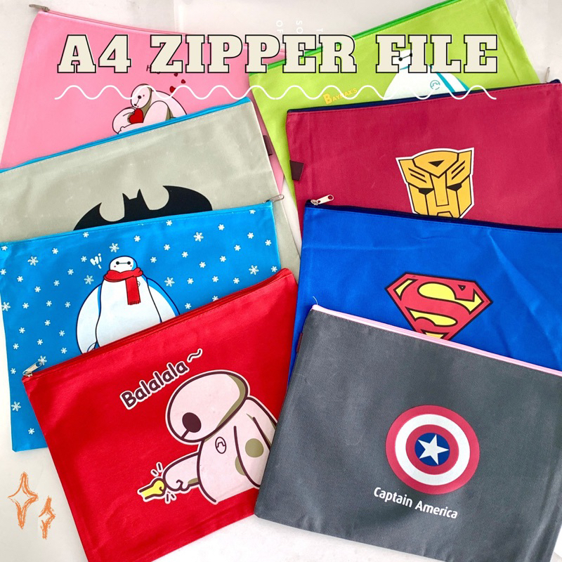 A4 file zipper file cartoon superhero baymax file folder paper ...