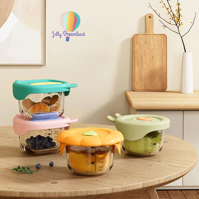 Baby Food Container Heat Resistant Borosilicate Glass Airtight Storage ...