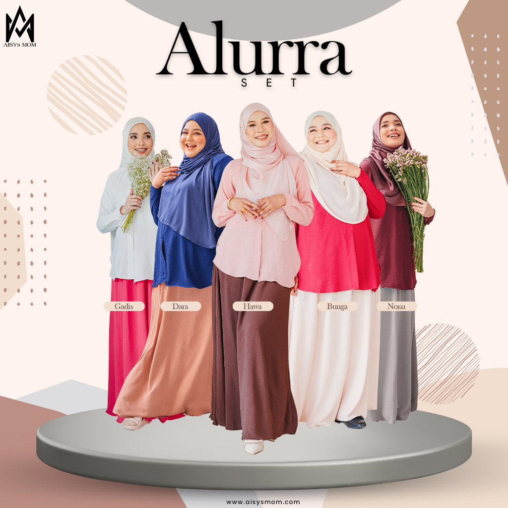 AISYSMOM ALURRA SET BLOUSE DAN SKIRT IRONLESS MUSLIMAH NURSING DAN WUDHU FRIENDLY MATCHING ...