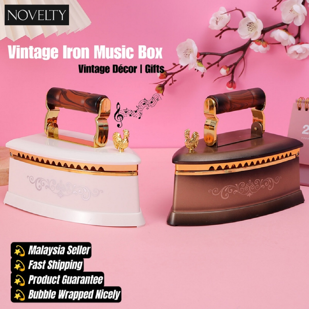 Vintage Iron Music Box Kotak Muzik Seterika Vintaj Comel Cute Classical ...