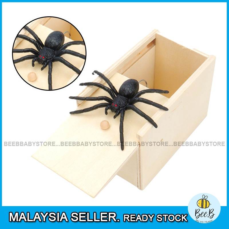 Spider Startled Wooden Box Spoof Creative Tricky Toy Spider Tricks Box ...